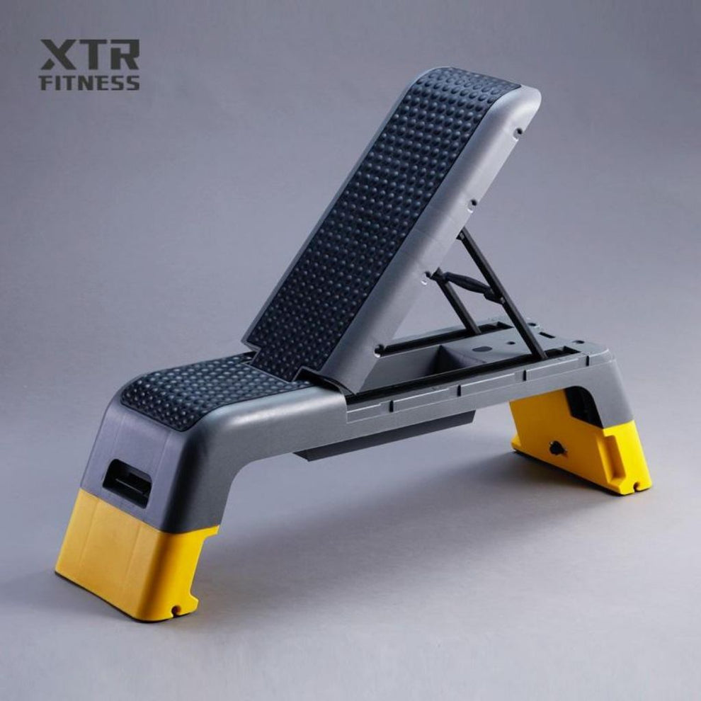 Vimat Foldable Adjustable Aerobic Stepper Deck Dumbell Gym Bench ...